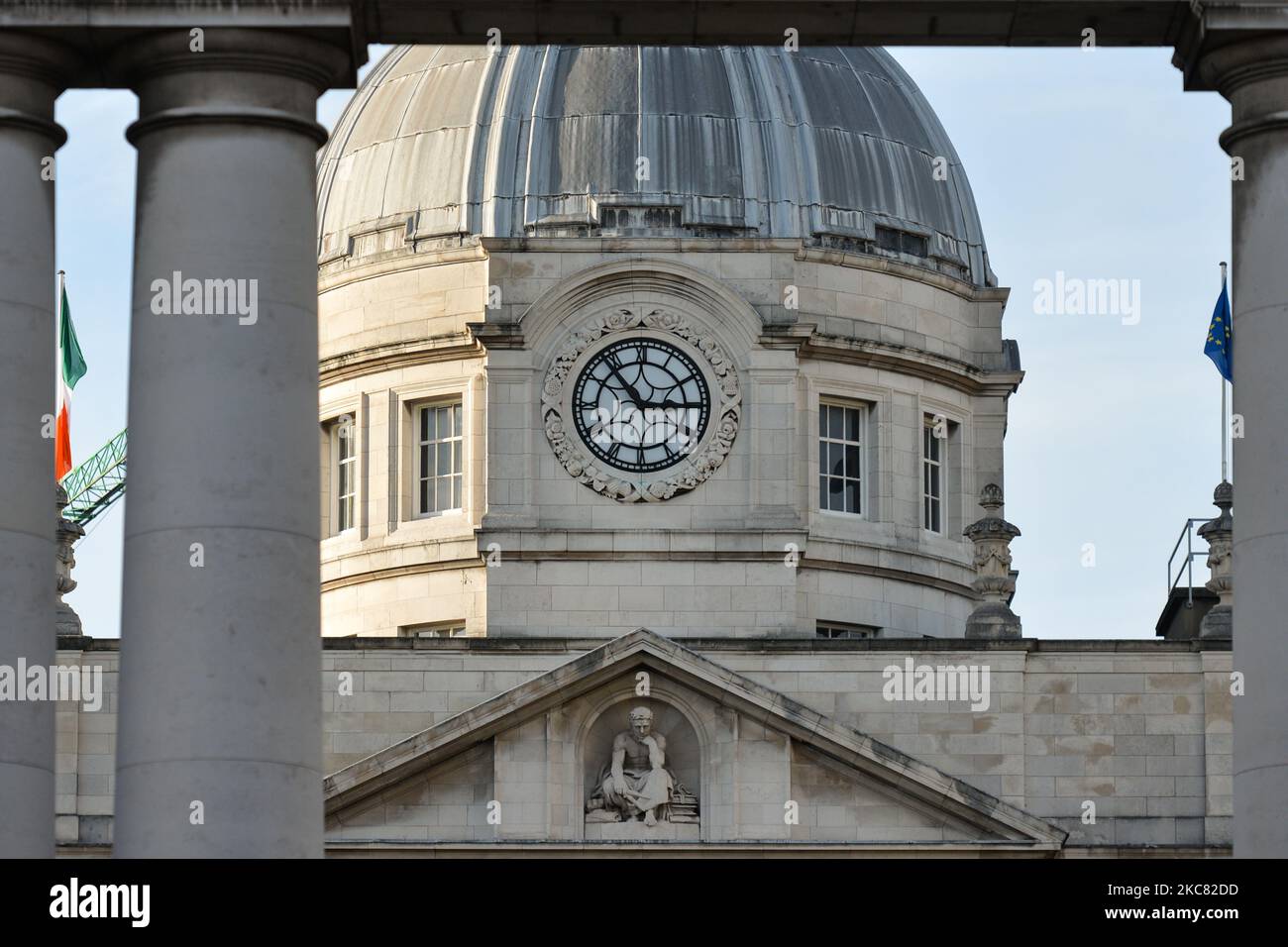 A partial view of Government Buildings in Dublin city center during ...
