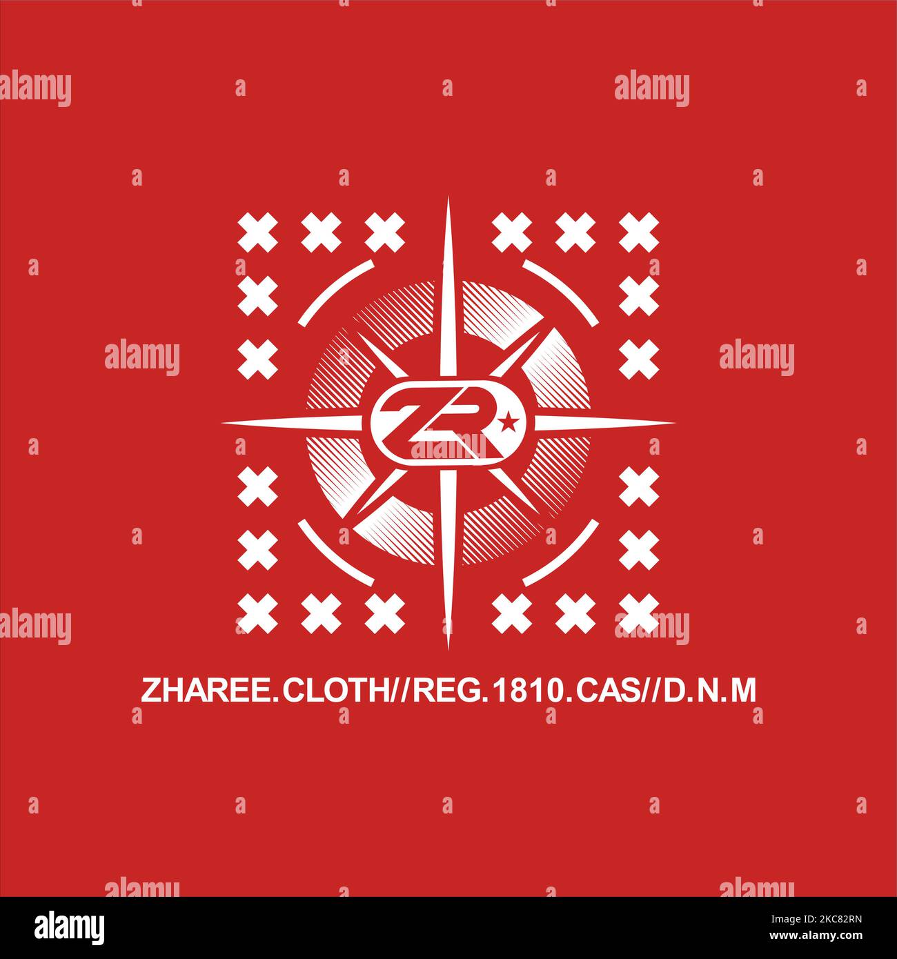 A minimalistic logo design for a clothing brand isolated on a red ...