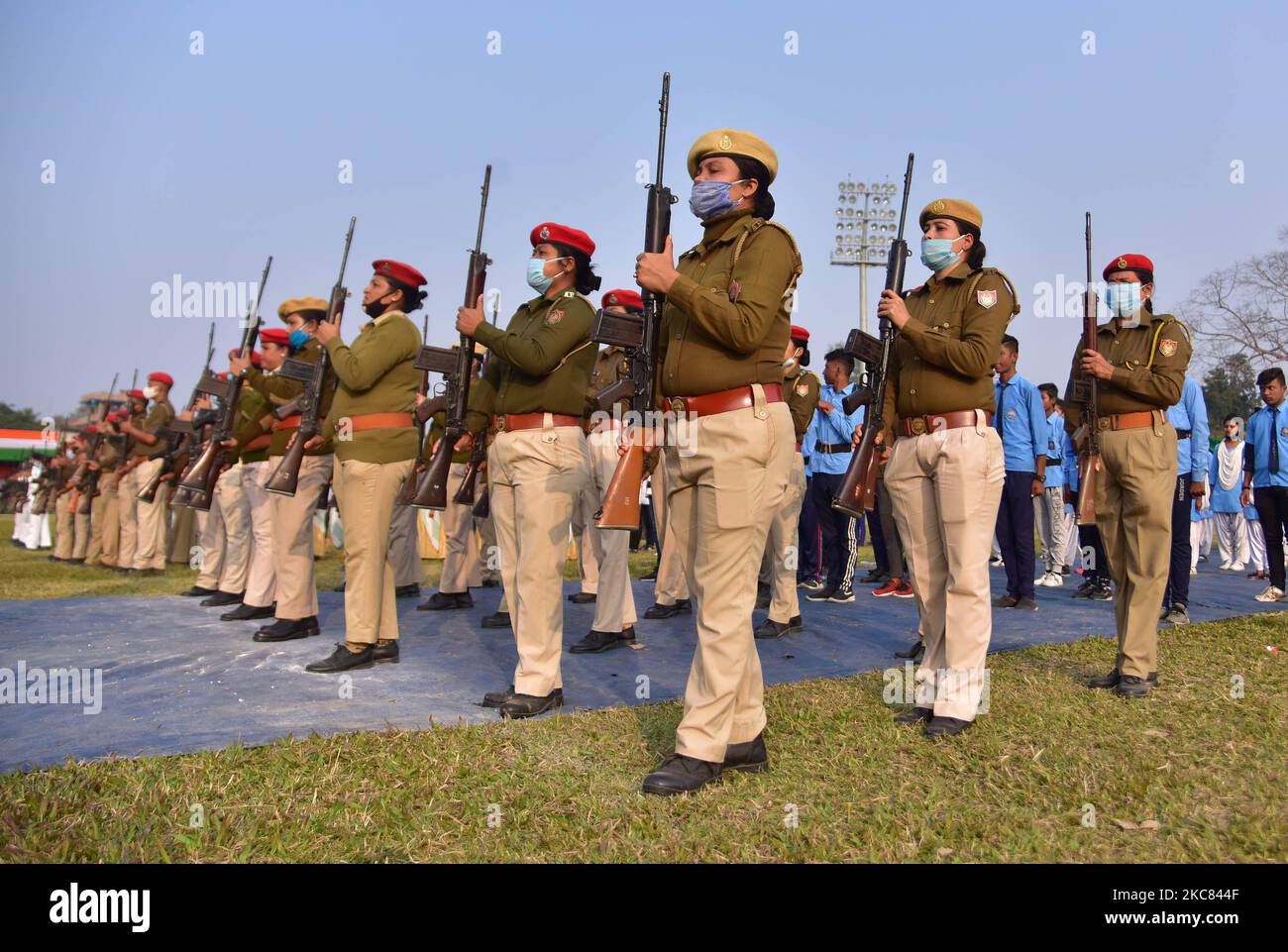 Assam Police women during the full dress rehearsals for the Republic ...