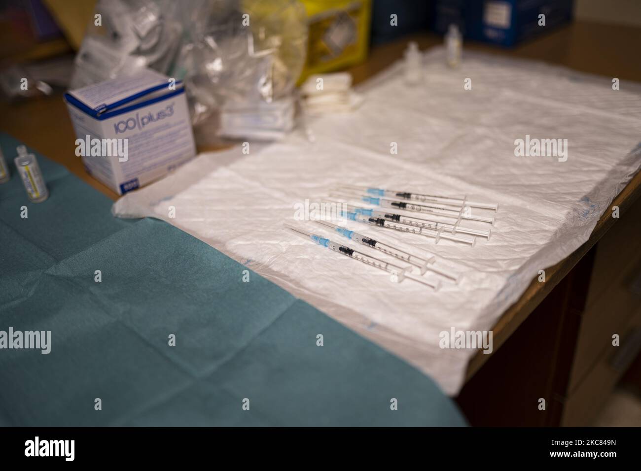 Syringes with the dose of Pfizer vaccine against Covid-19 ready for use ...