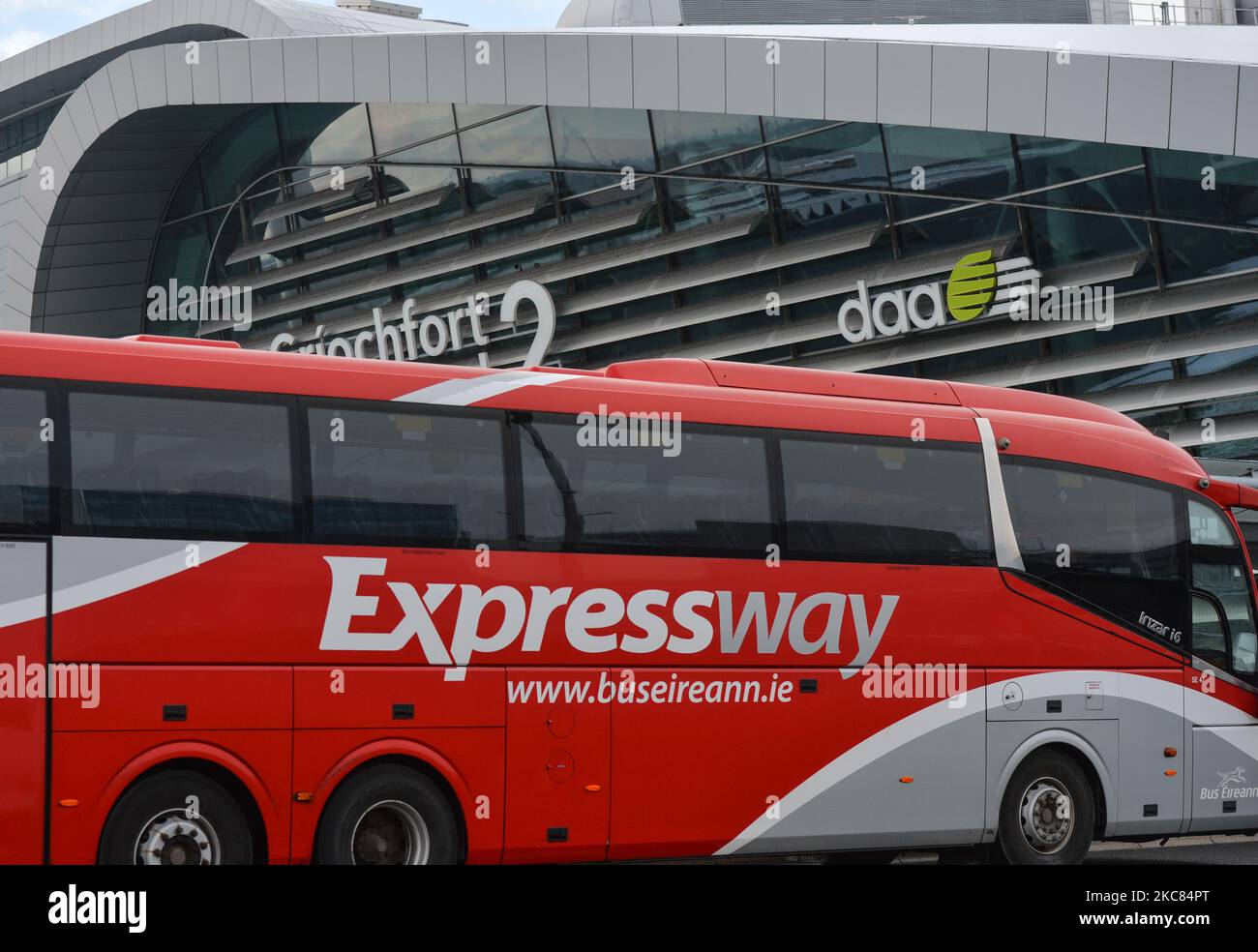 Expressway from Bus Éireann seen in Dublin Airport during Level 5 Covid ...