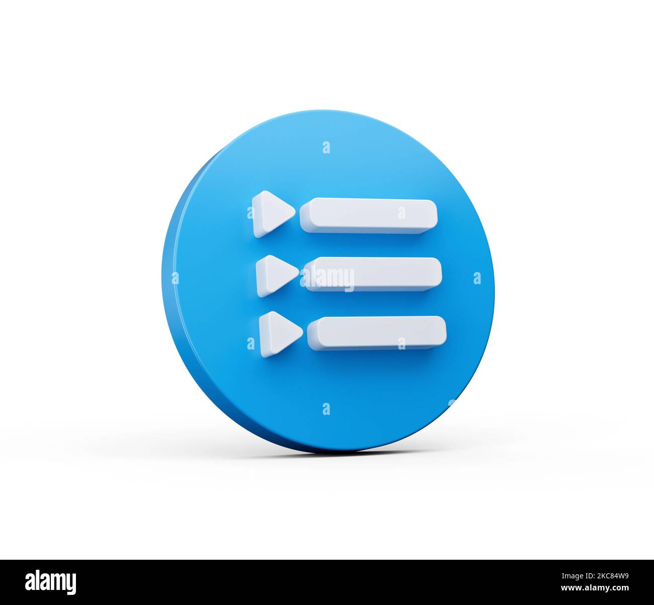 A 3D rendered blue round menu UI design component isolated on a white ...