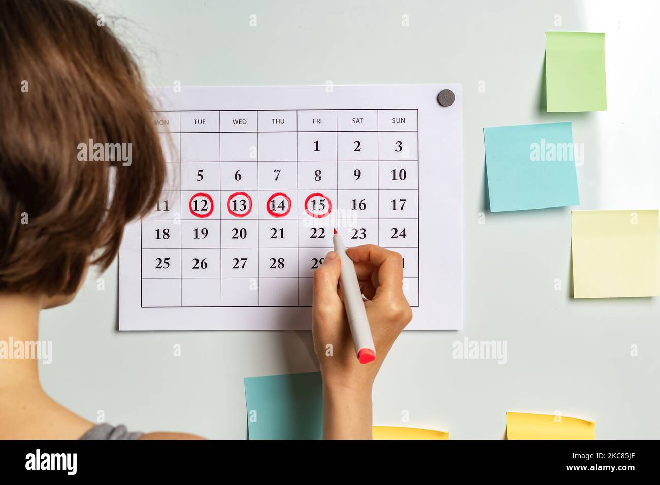 The Concept Of The Menstrual Cycle Period The Woman Marks The Days On