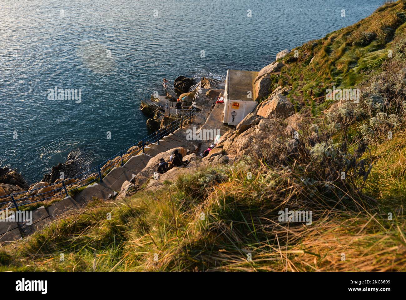 A general view of the Vico bathing place, Hawk Cliff, in Dalkey, during ...