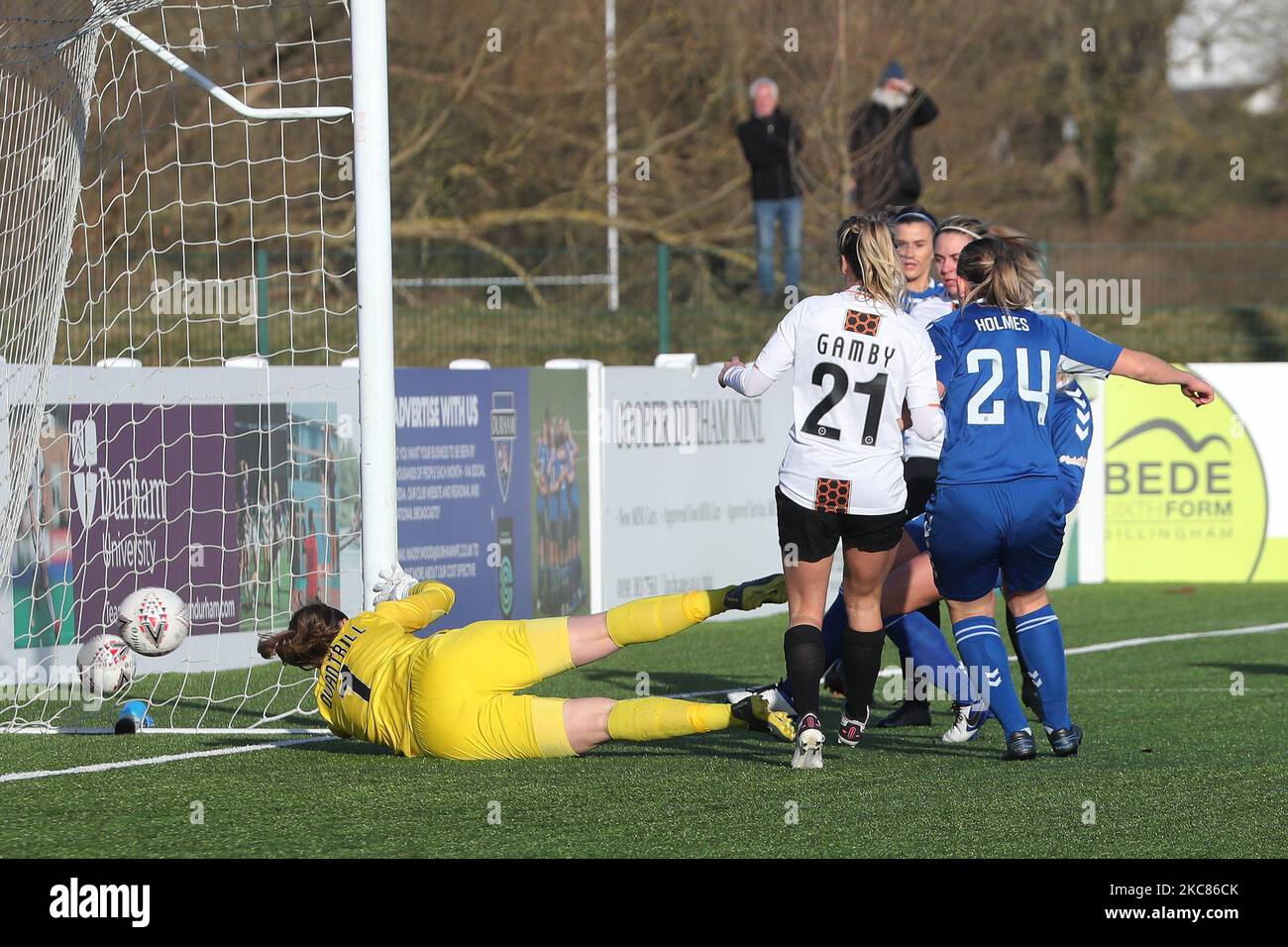 Bridget Galloway of Durham Women scores their first goal during the FA ...