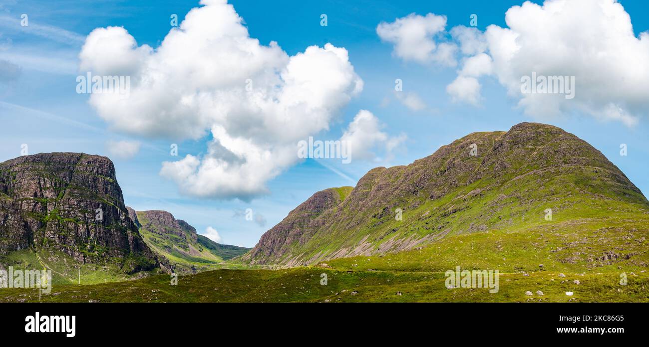 The pass of the Cattle,a winding single track road through mountains of ...