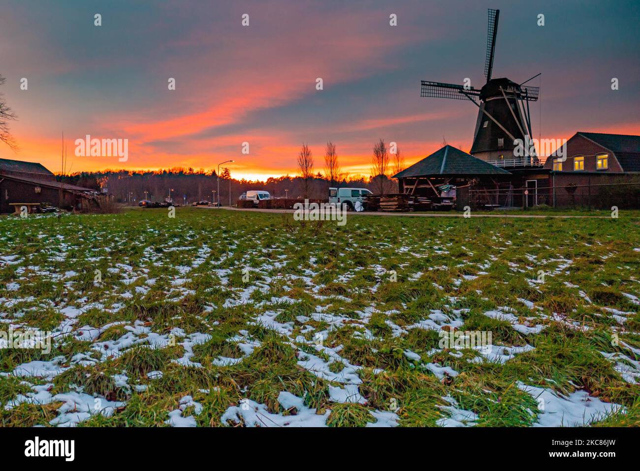 HDR - High Dynamic Range picture of a traditional Dutch windmill with ...