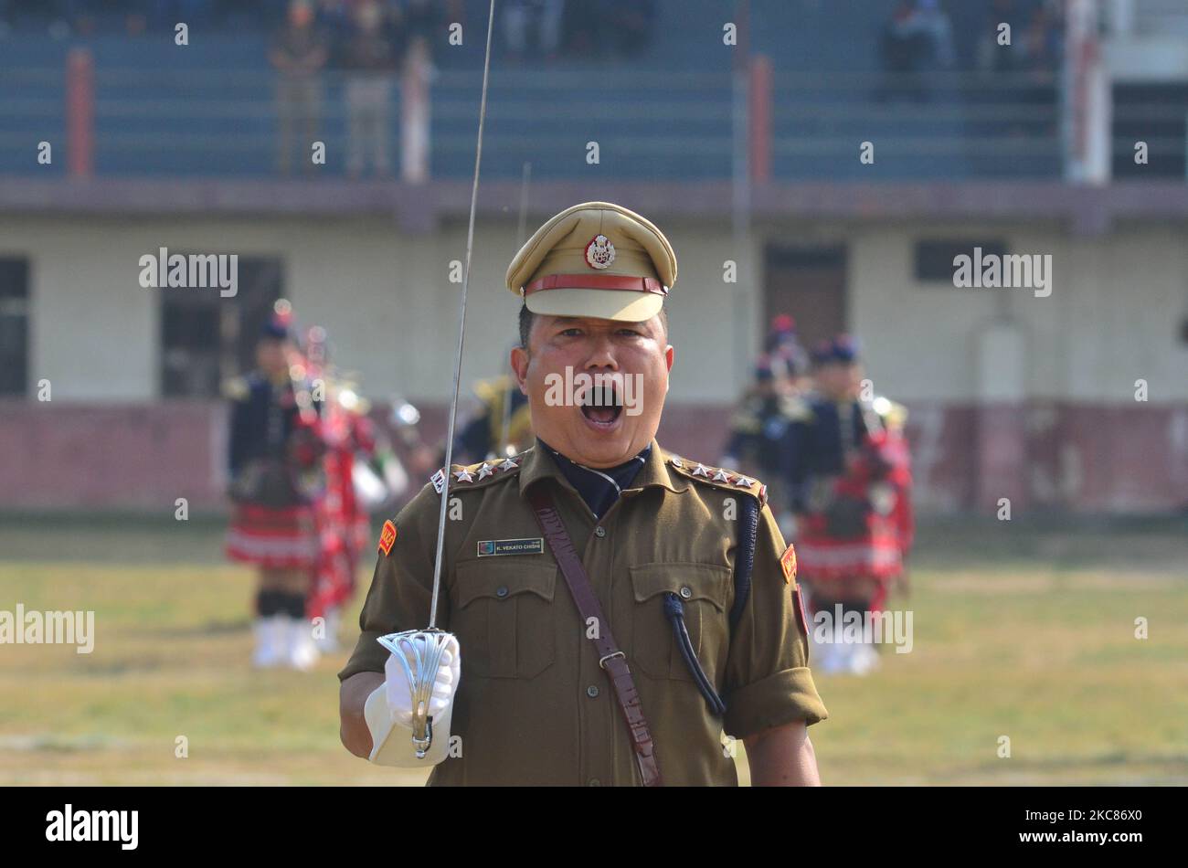 A Parade commander shout command to the contingents during the 72nd ...