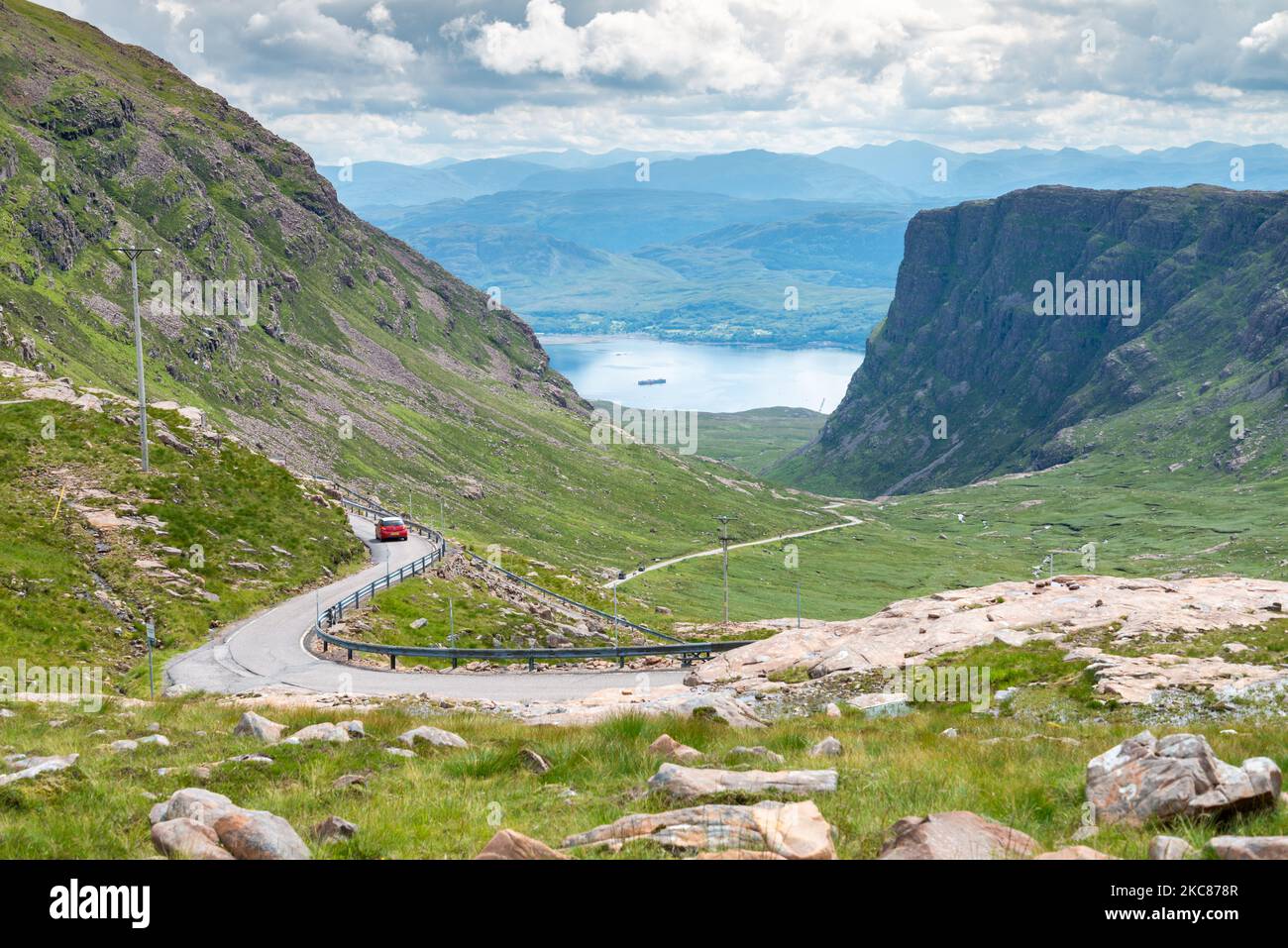 The pass of the Cattle,a winding single track road through mountains of ...