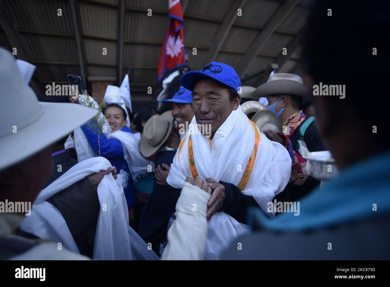 Dawa Tenzing Sherpa along the team member of Nepalese mountaineering ...