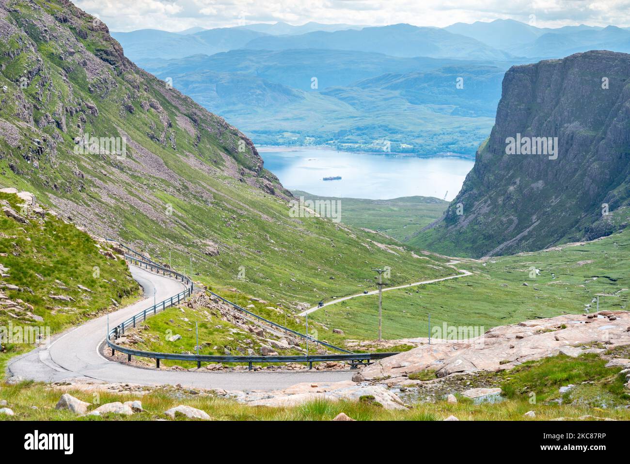 The pass of the Cattle,a winding single track road through mountains of ...