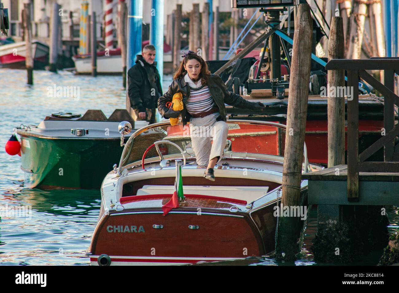 Actress Matilda De Angelis spotted in Venice while she is shooting the ...