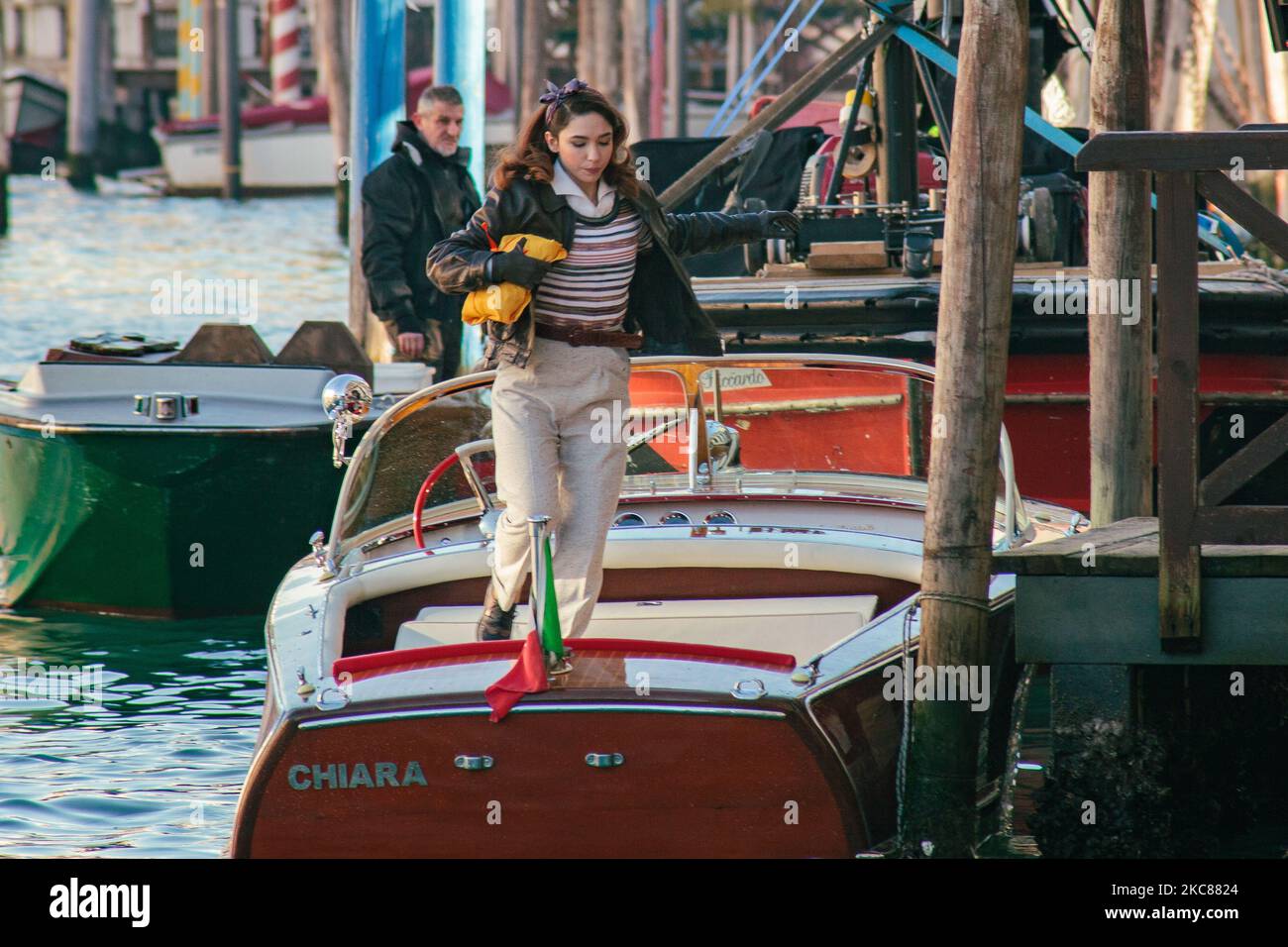 Actress Matilda De Angelis spotted in Venice while she is shooting the ...