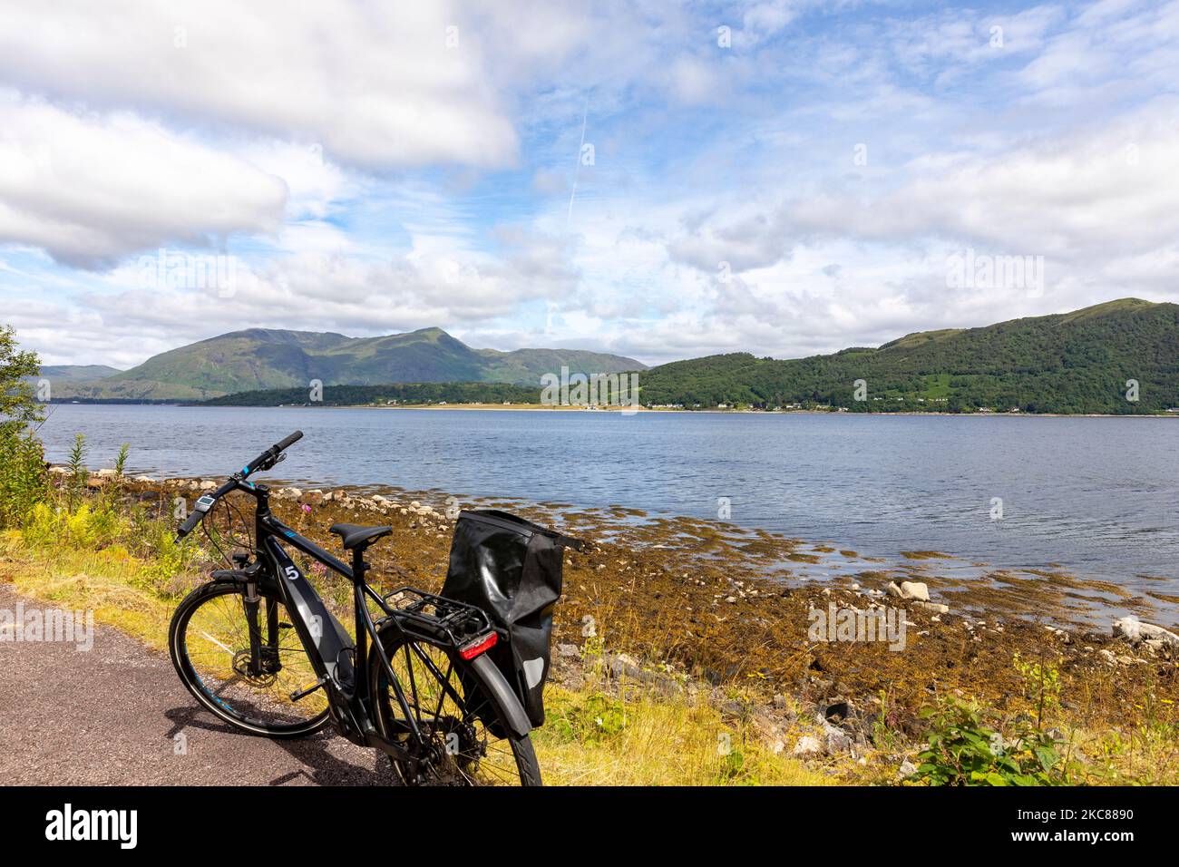 Scotland, national cycle route 78 beside Loch Linnhe west coast of ...