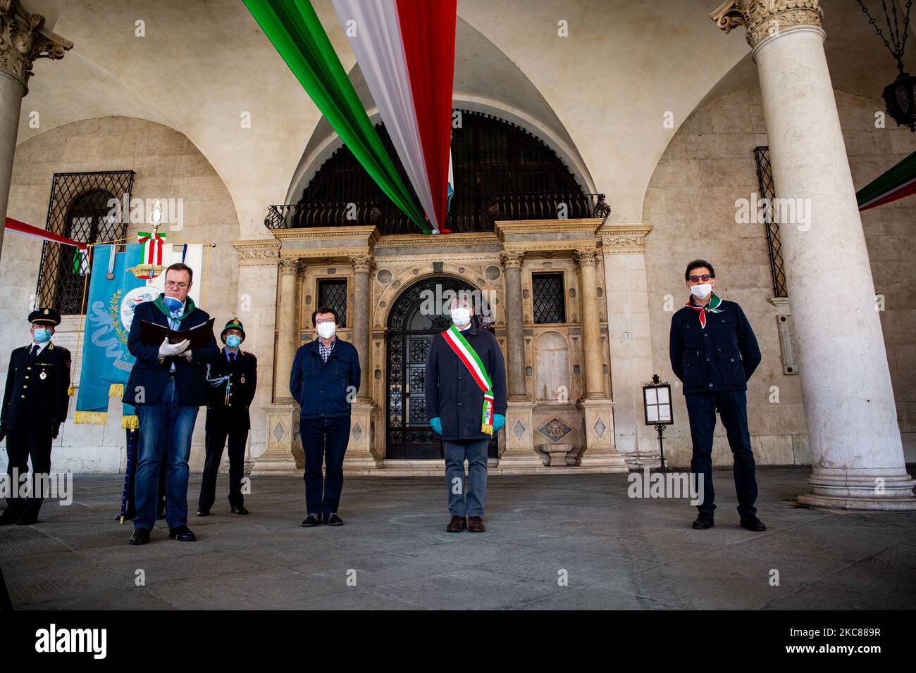 Brescia, Italy on 25 April 2020 Commemoration of April 25 during Italy ...
