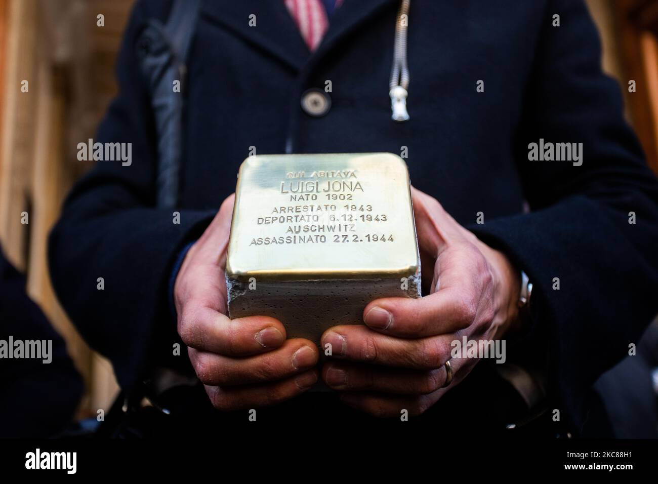 The ''Pietre d'Inciampo'', commemorative brass plaques that remember ...