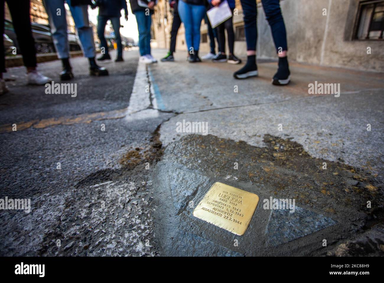The ''Pietre d'Inciampo'', commemorative brass plaques that remember ...