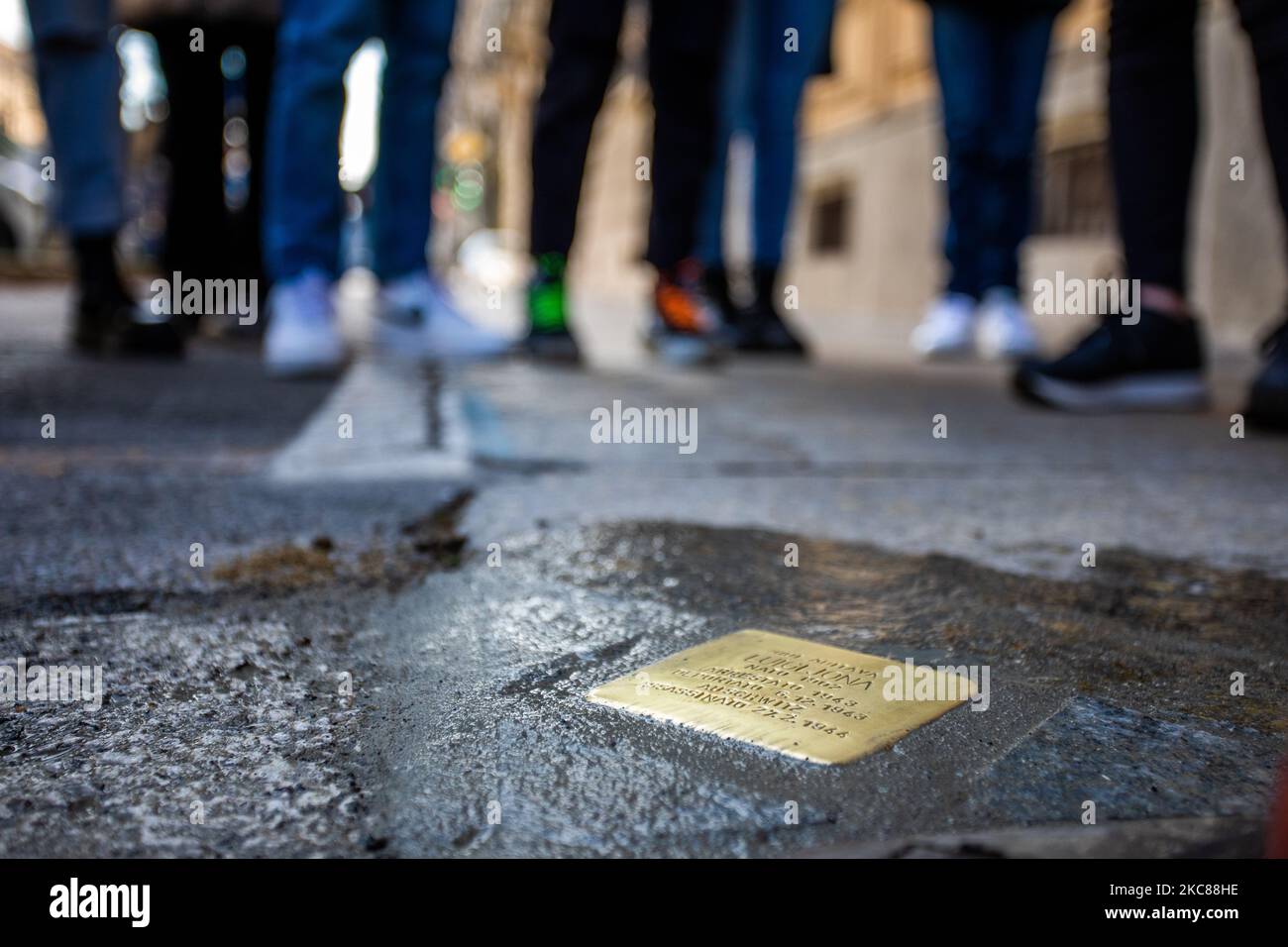 The ''Pietre d'Inciampo'', commemorative brass plaques that remember ...