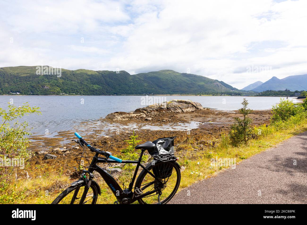 Scotland, national cycle route 78 beside Loch Linnhe west coast of ...