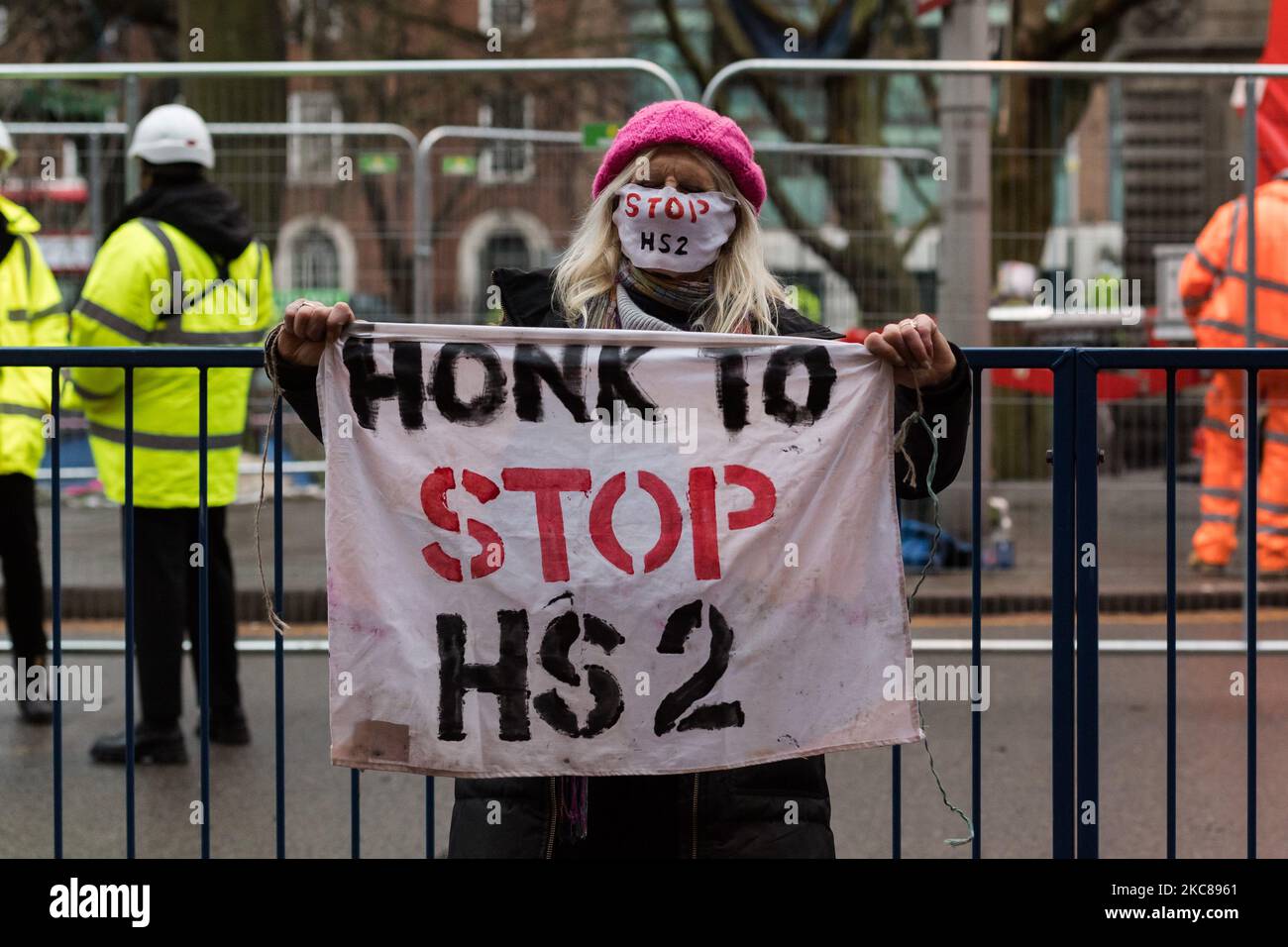 An environmental activist from HS2 Rebellion protests as police carry ...