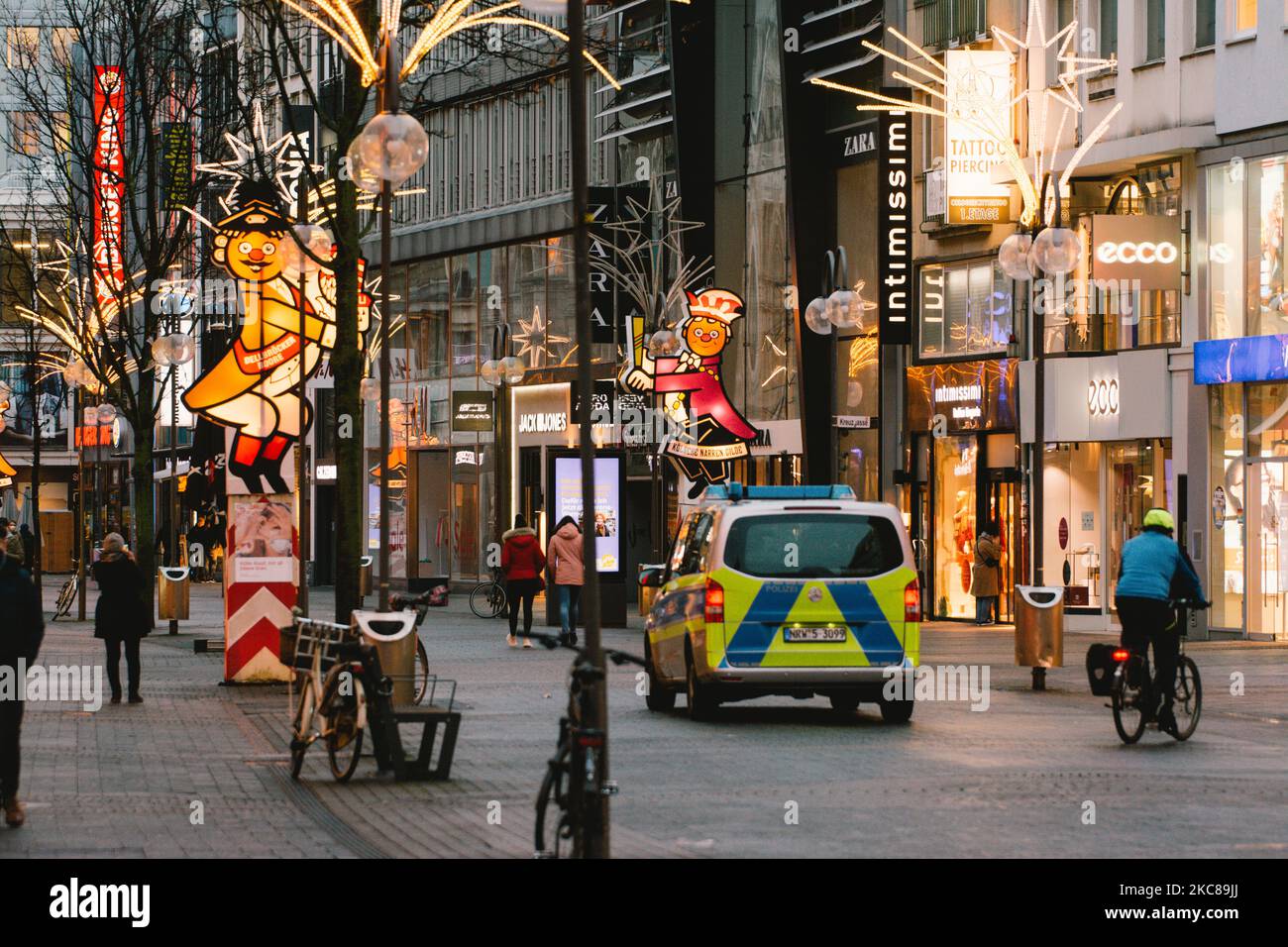 police car is seen patroling at shopping streets as carnival installing ...