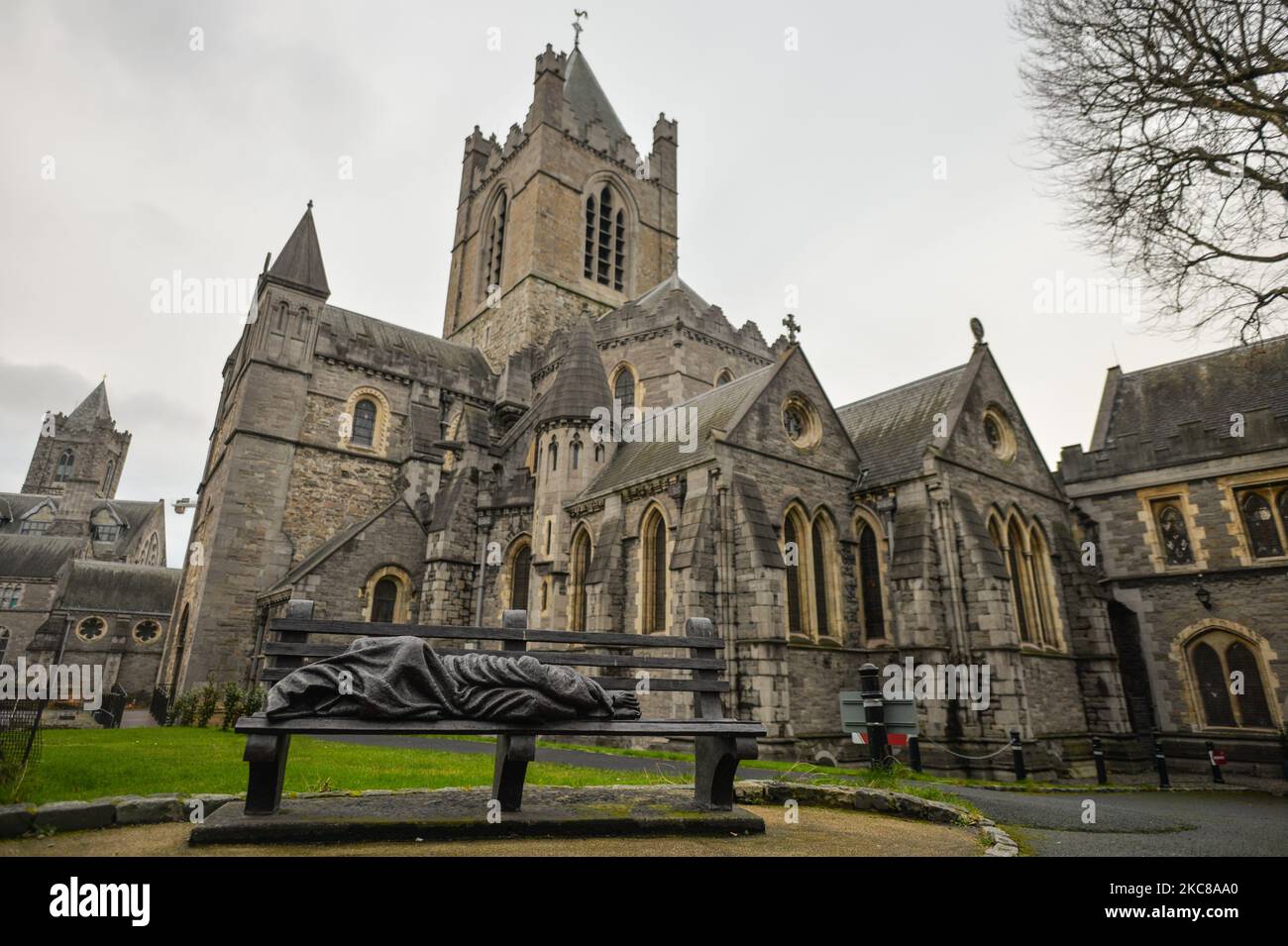The ‘Homeless Jesus’ sculpture located in the grounds of Christ Church ...