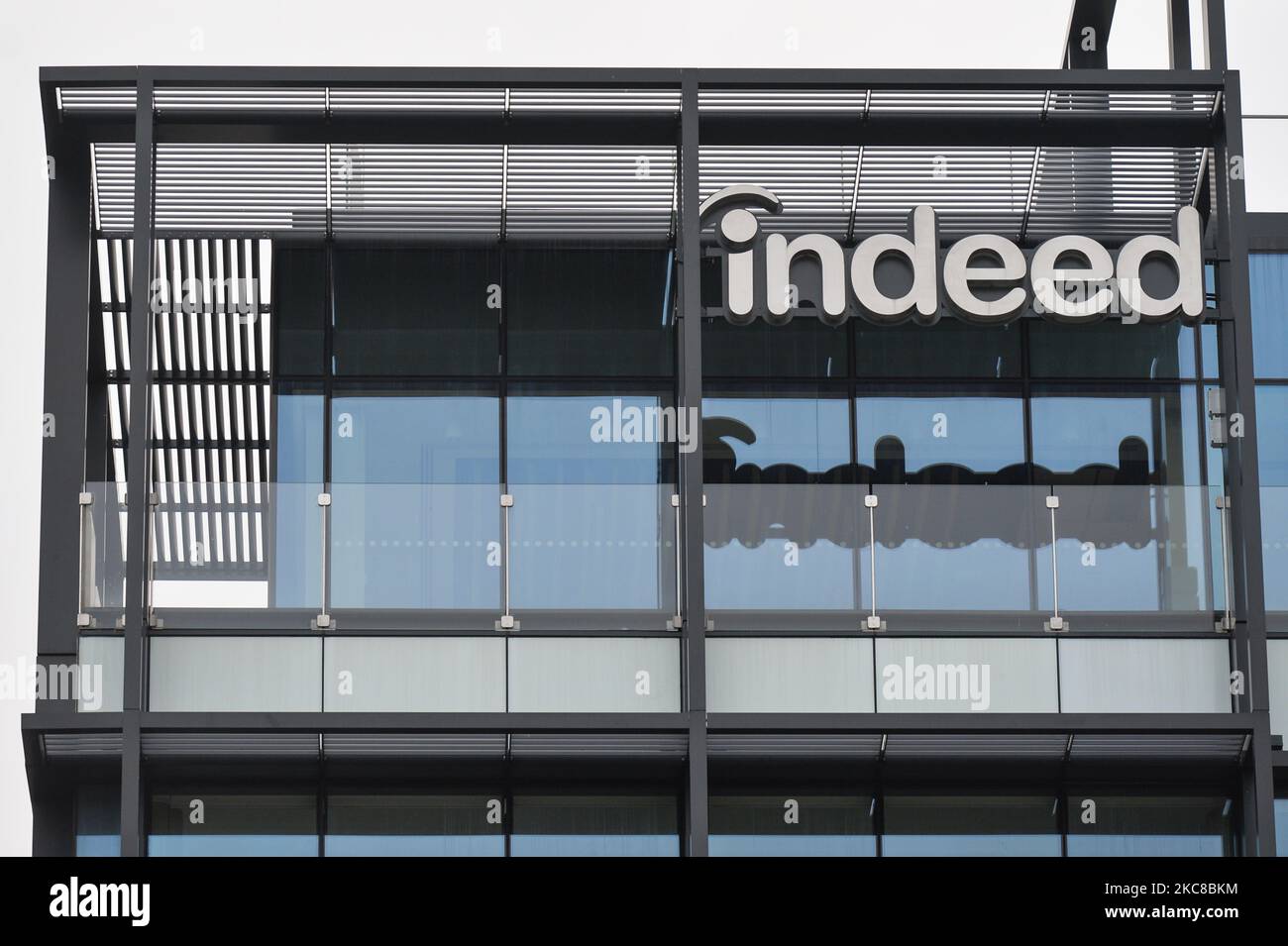 Indeed logo seen at Indeed EMEA headquarters building in Dublin. On ...