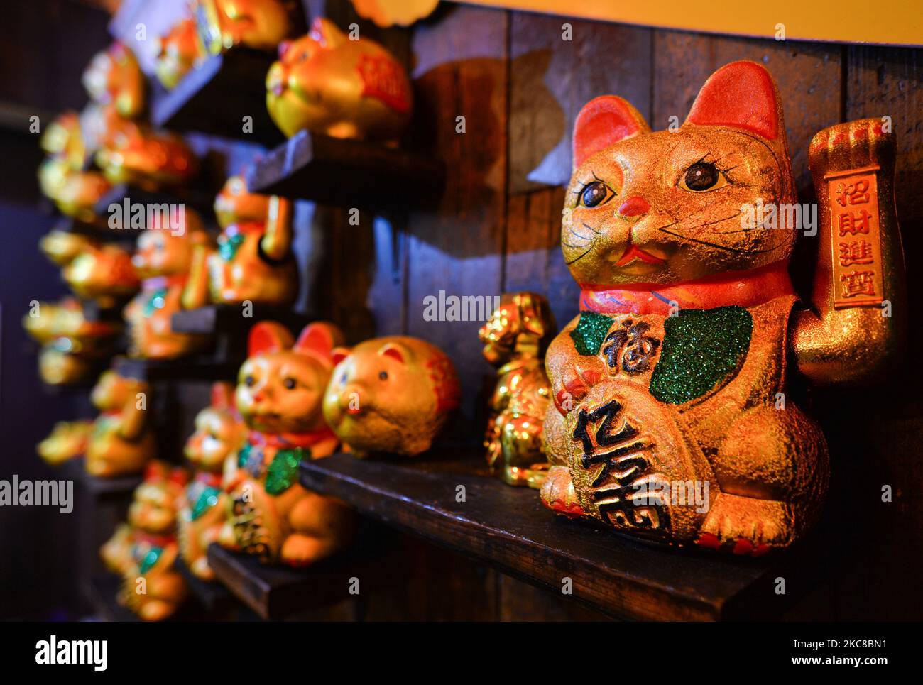 Chinese Lucky Cats seen at the Asia Market in Dublin, Ireland's largest ...
