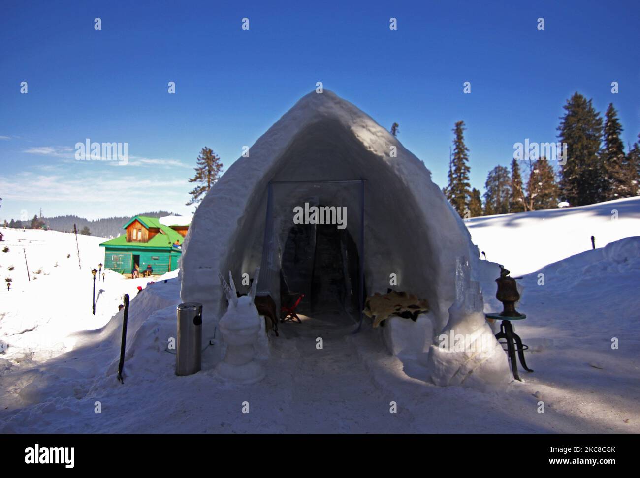 KASHMIR, INDIA-JANUARY 30: Outside view of Kashmir's first ever ‘Igloo ...