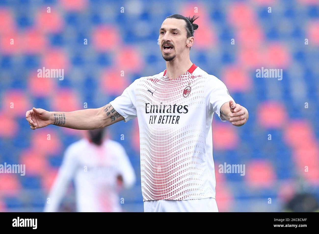 Zlatan Ibrahimovic of AC Milan looks dejected during the Serie A match ...