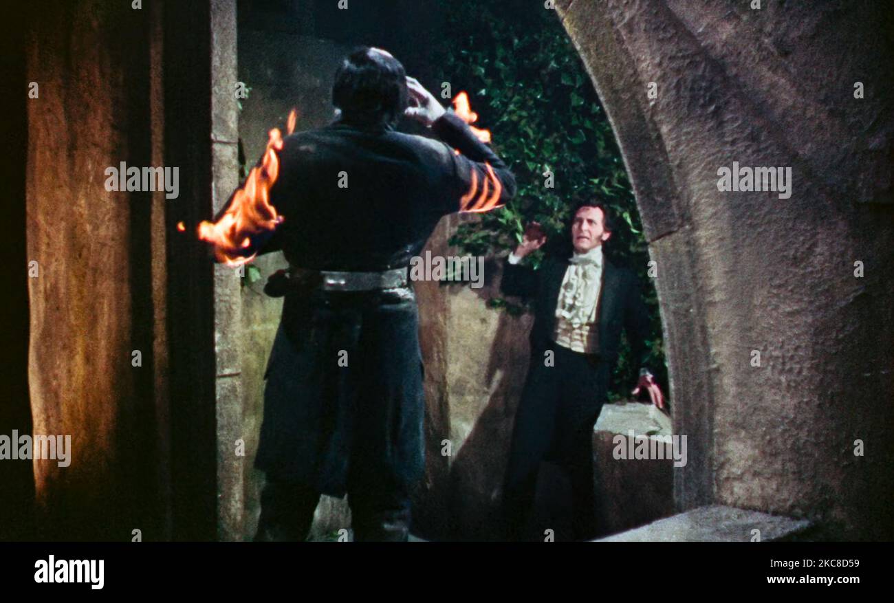 USA. Christopher Lee and Peter Cushing in a scene from the (C)Warner ...