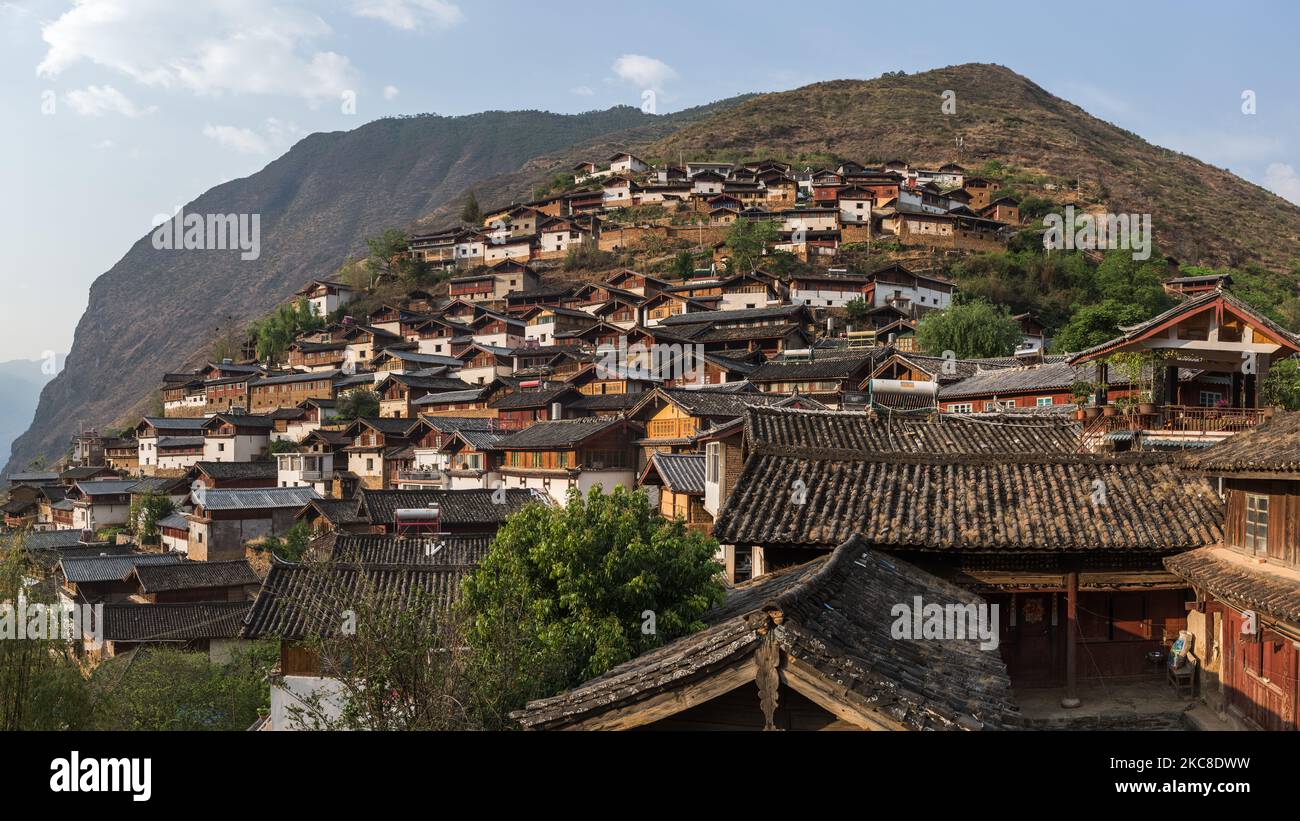 The traditional small houses of the Baoshan stone city in Lijiang China ...