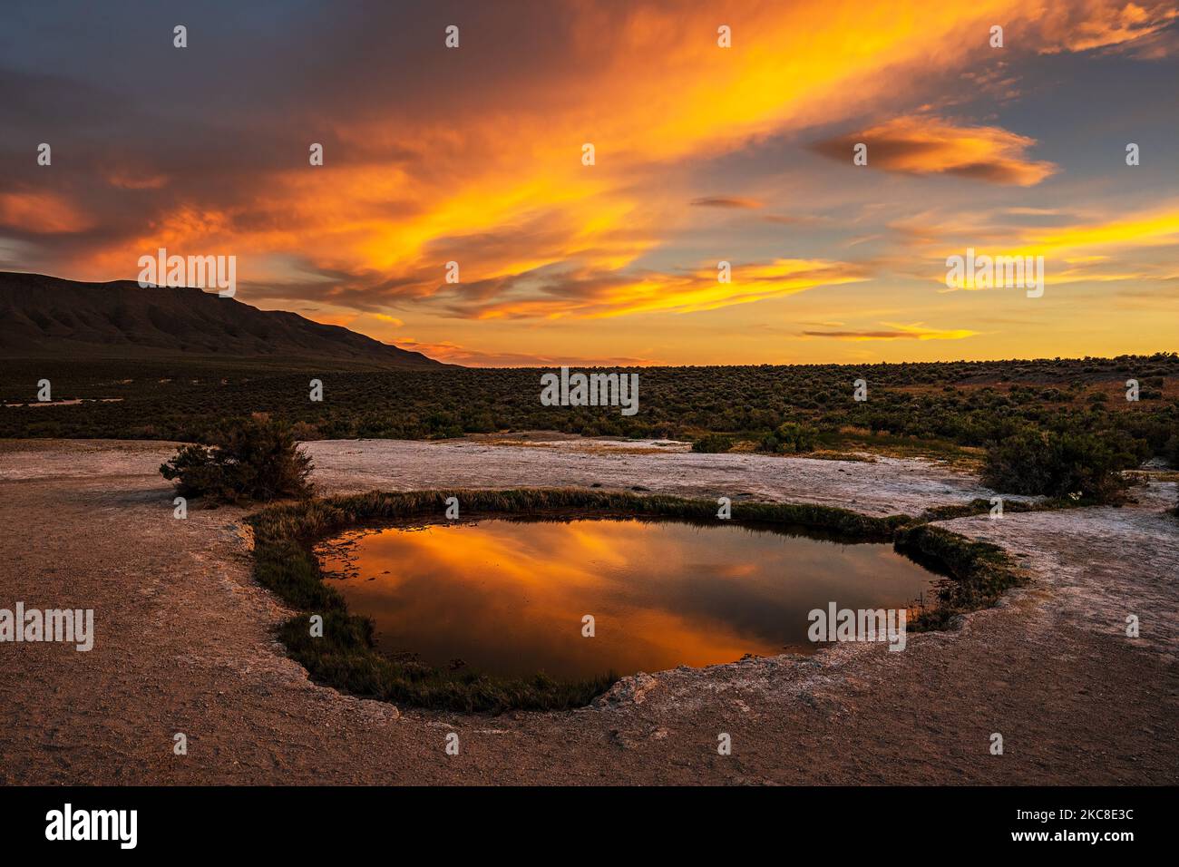 Sunset at Mickey Hot Springs, Alvord Desert, Southeast Oregon Stock ...