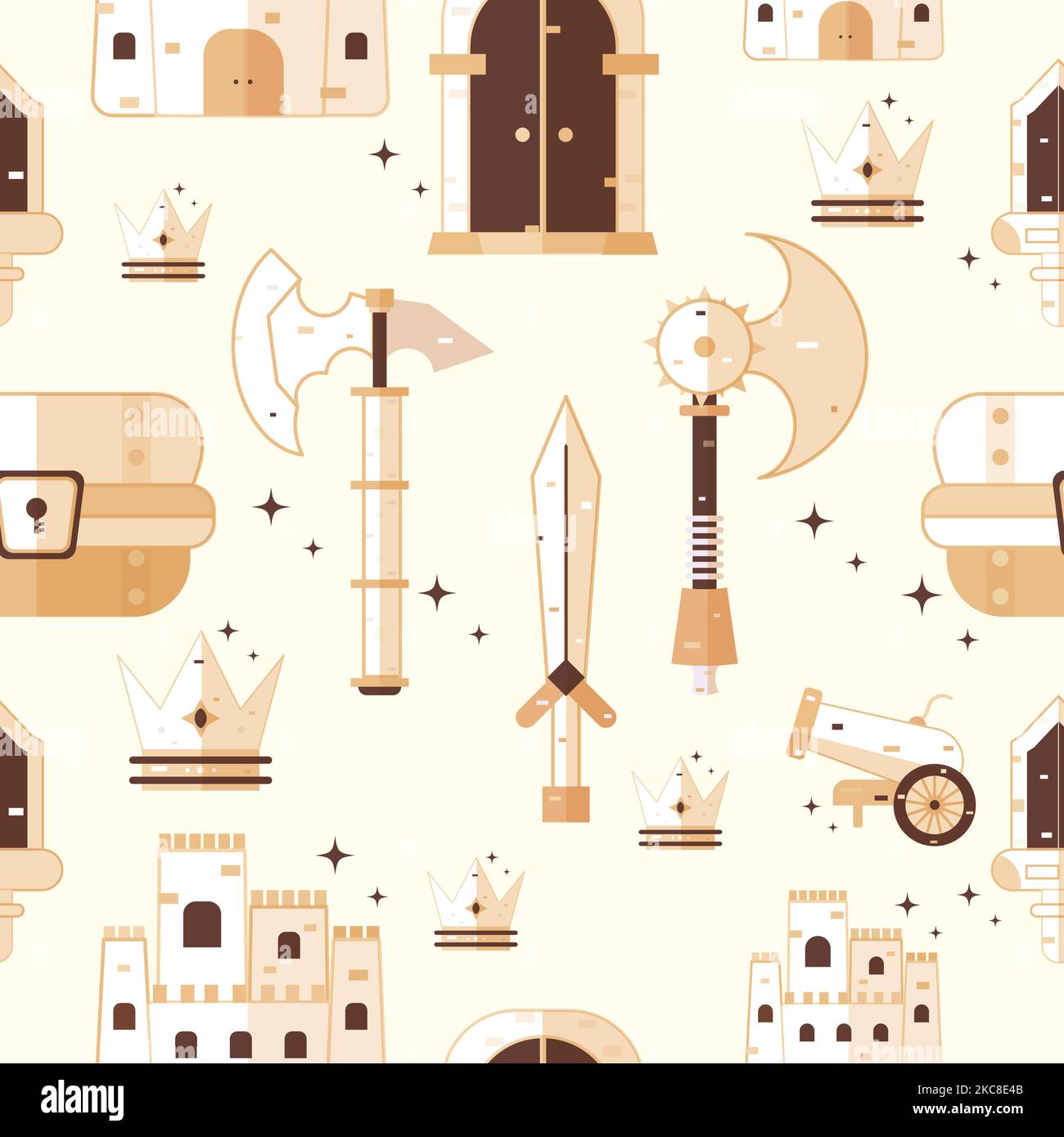 Seamless pattern background with medieval weapon icons Vector Stock ...