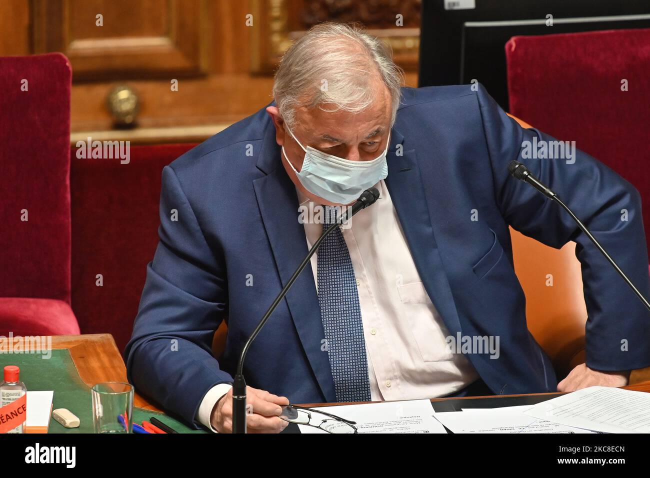 French Senate President Gerard Larcher attends at the session of ...