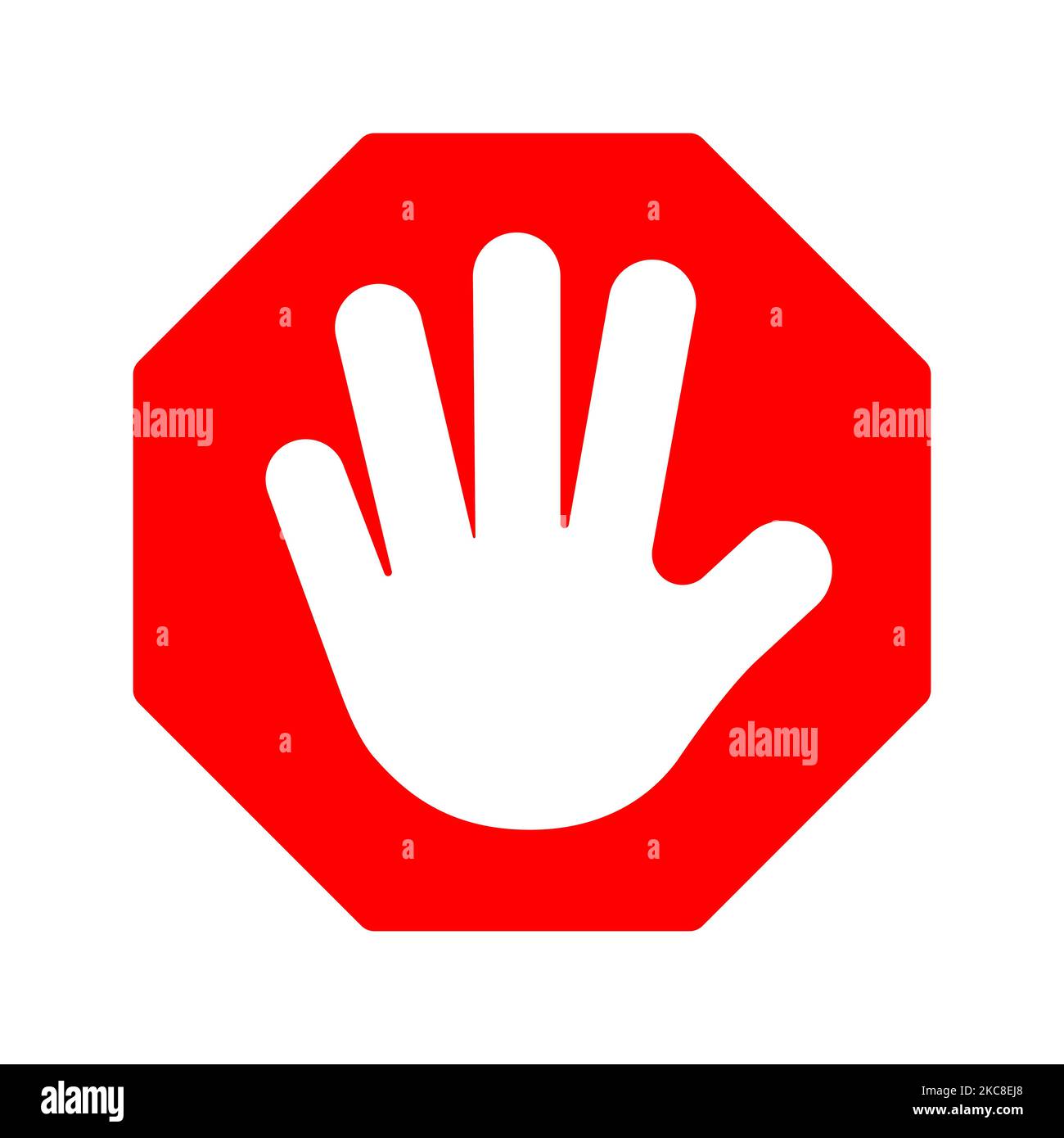 A sign of a white hand on a red circle as a concept of a warning Stock ...