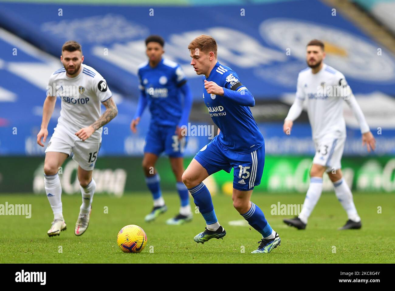 Harvey Barnes of Leicester City in action during the Premier League ...