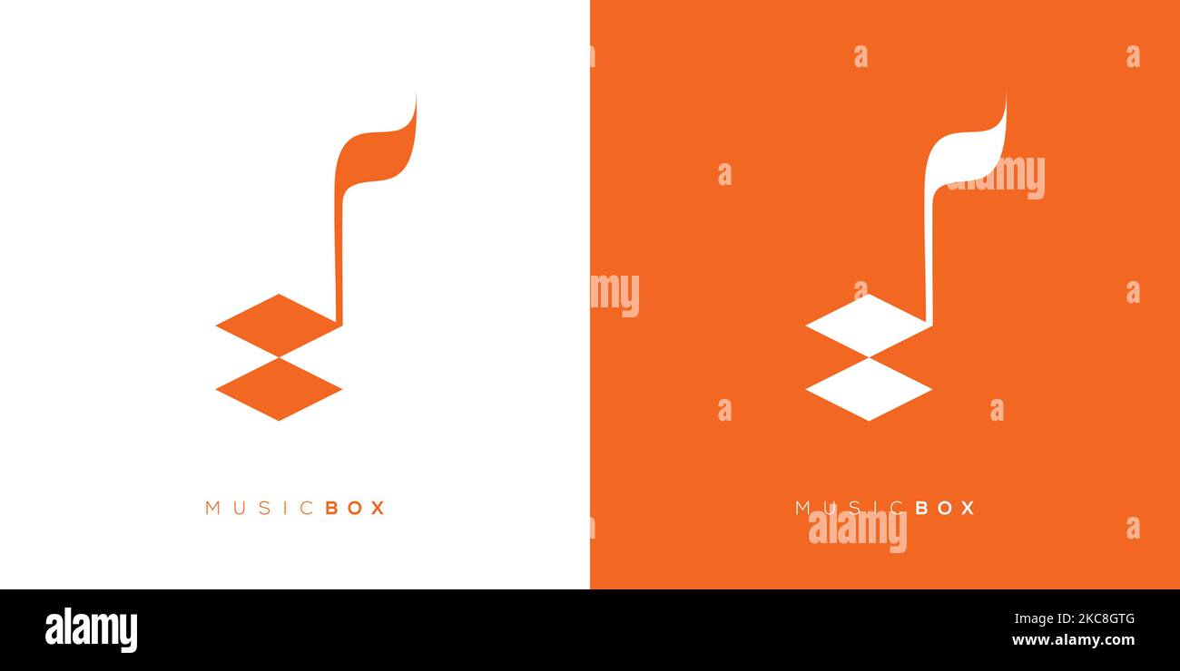 A modern illustration of a note symbol with a MUSICBOX text written ...