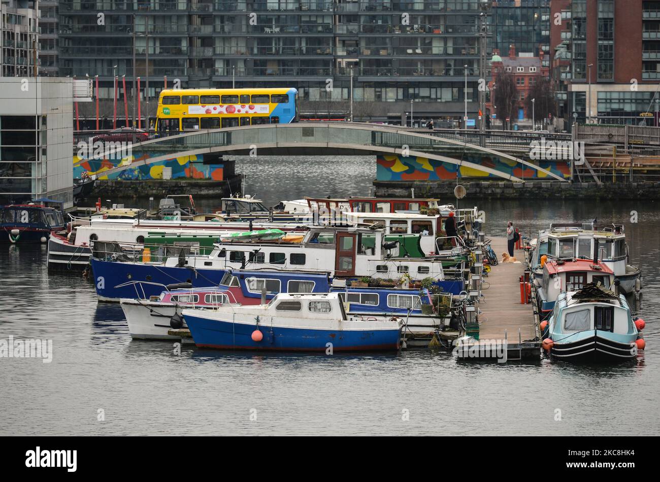 A general view of the western part of the Grand Canal Docks in Dublin ...