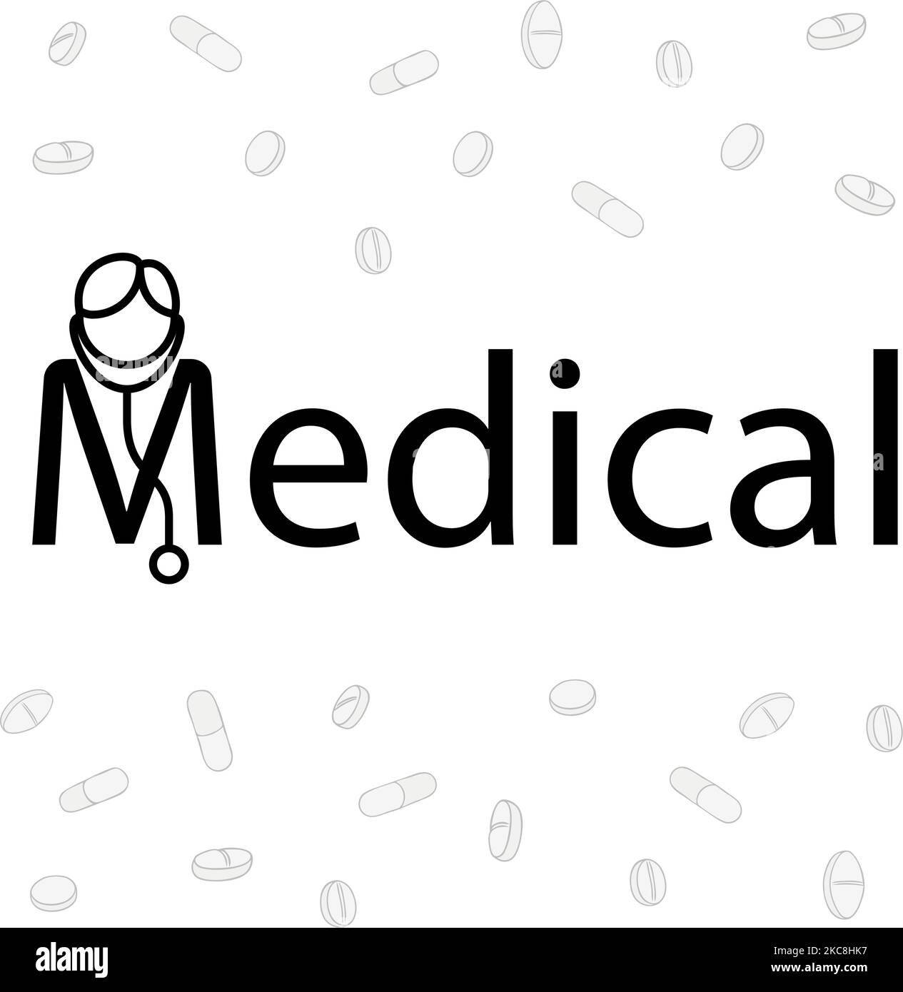 Conceptual graphic elaboration of the word medical, vector illustration ...