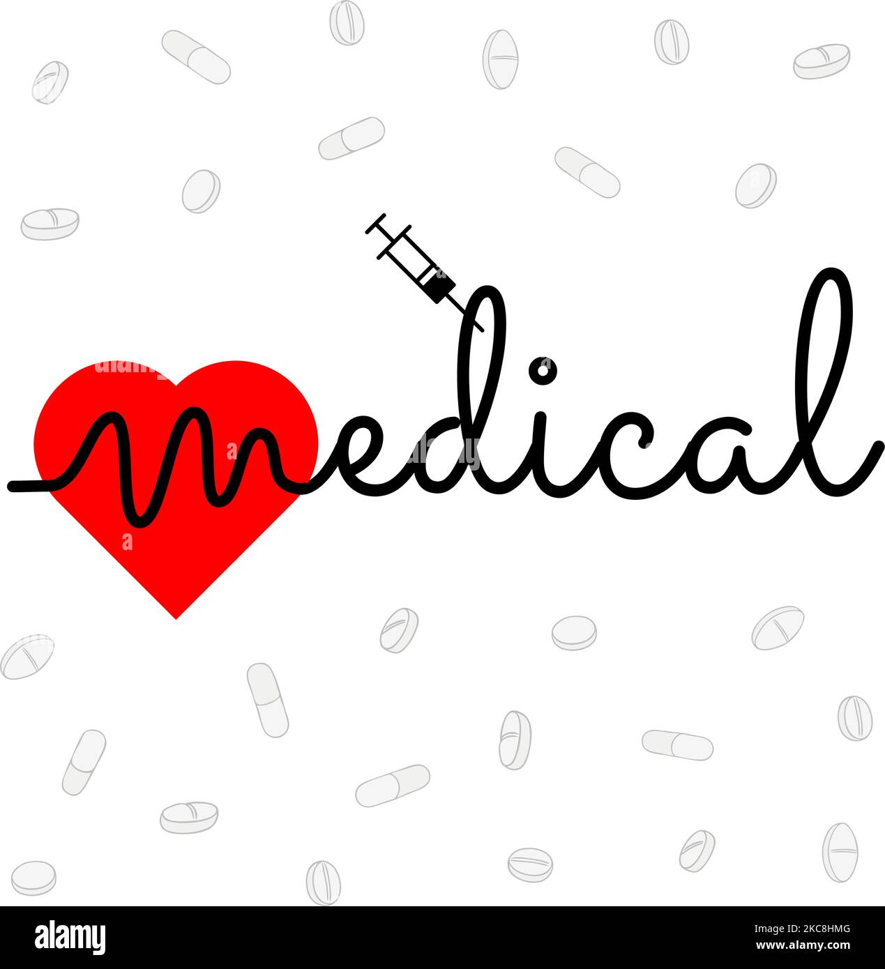Conceptual graphic elaboration of the word medical, vector illustration ...