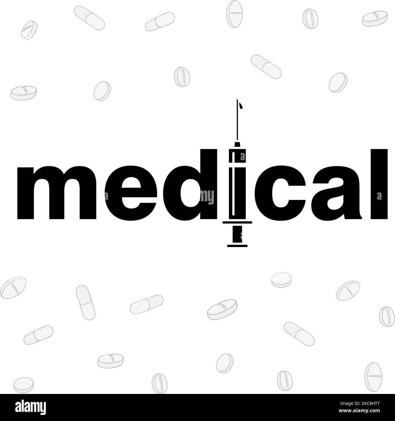 Conceptual graphic elaboration of the word medical, vector illustration ...