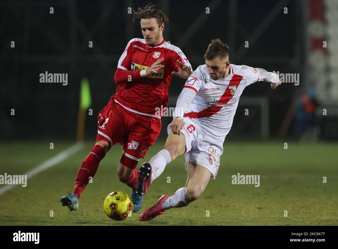 Alessandro Eleuteri of Carpi FC and Alessio Militari of Mantova 1911 ...