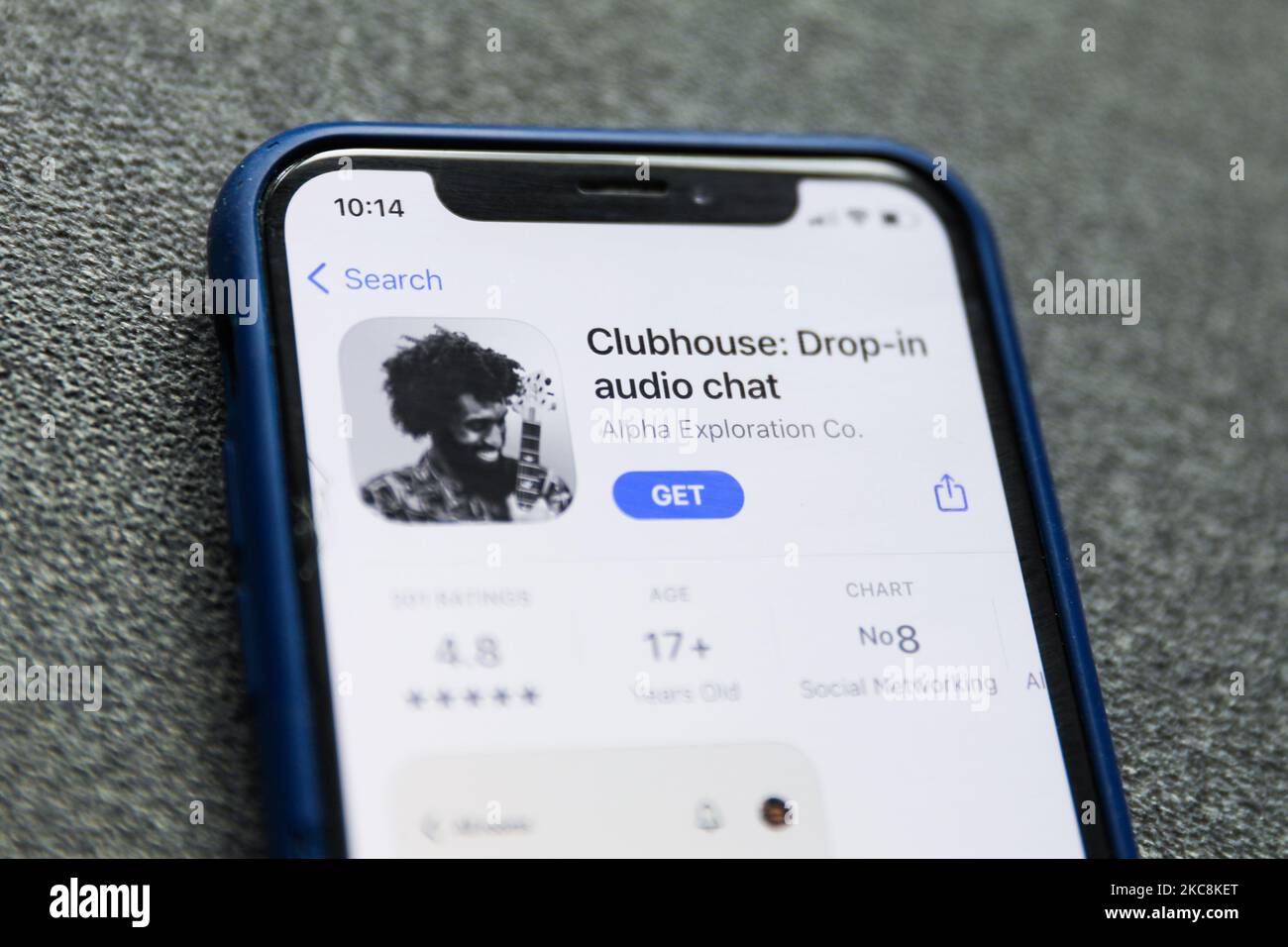 Clubhouse Drop-in audio chat app logo on the App Store is seen ...