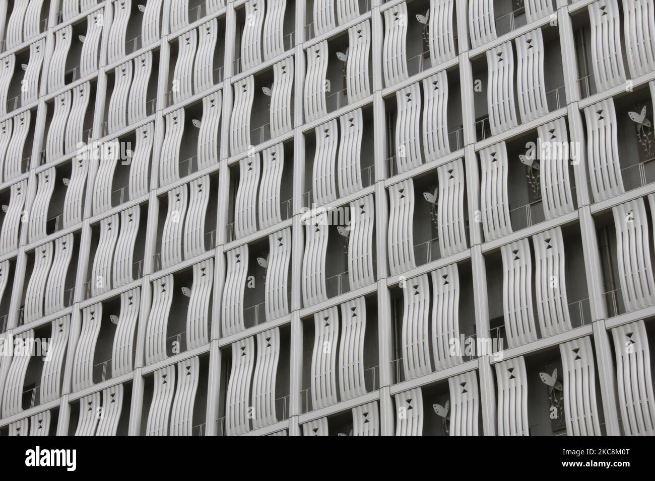 The extraordinary facade of a modern building in Osaka, Japan Stock ...