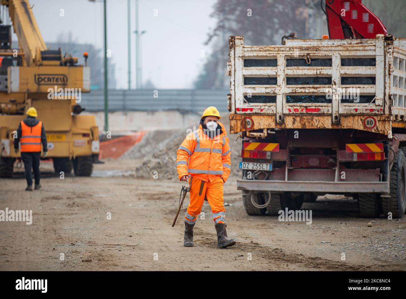 The inspection at the construction site of the extension of Line M1 of ...