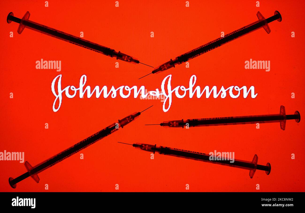 An illustrative image of medical syringes in front of the Johnson and ...