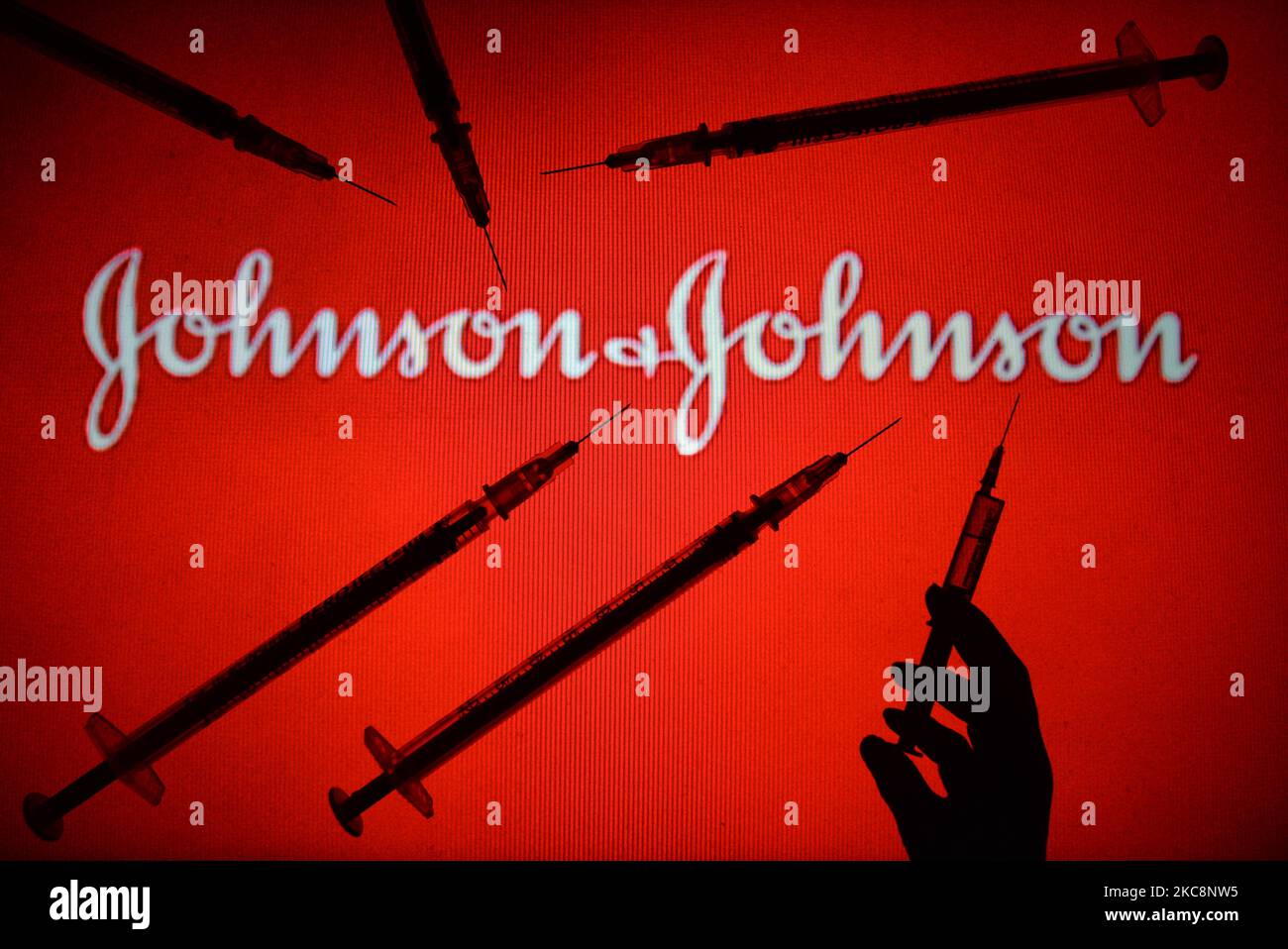 An illustrative image of medical syringes in front of the Johnson and ...