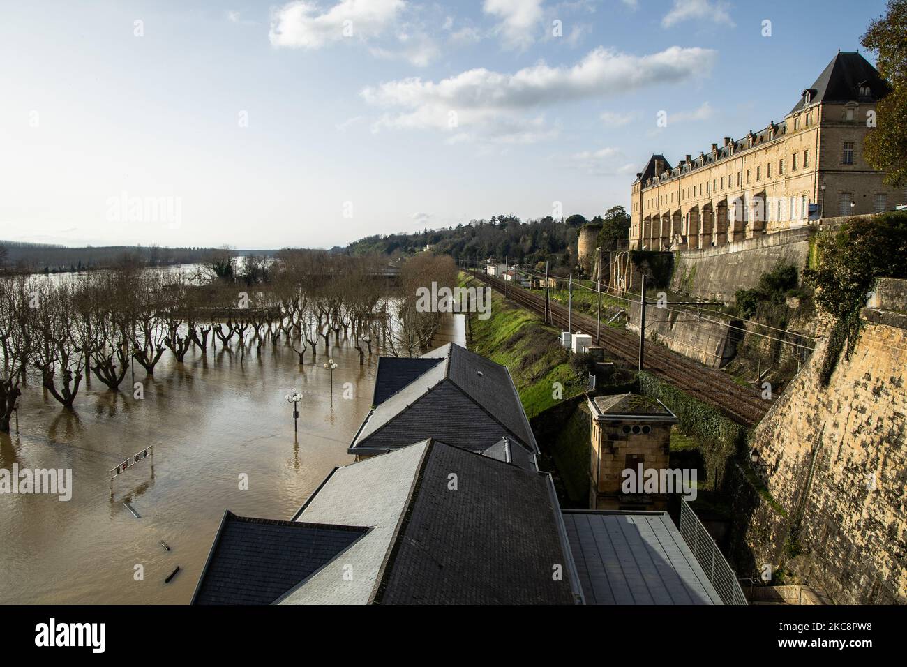 A view of the L Reole, Lot-et-Garonne after the historic floods, in Lot ...