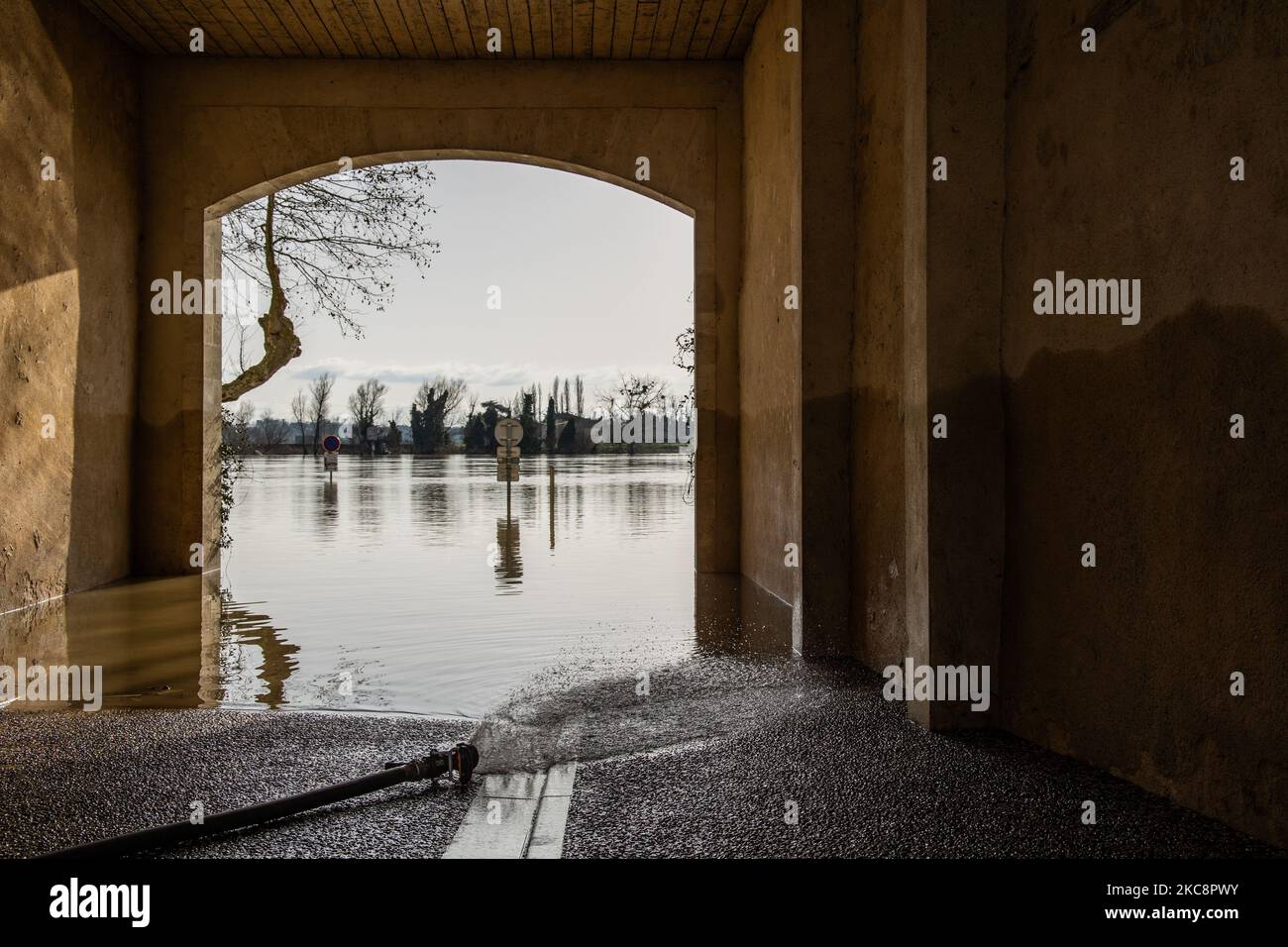 A view of the L Reole, Lot-et-Garonne after the historic floods, in Lot ...